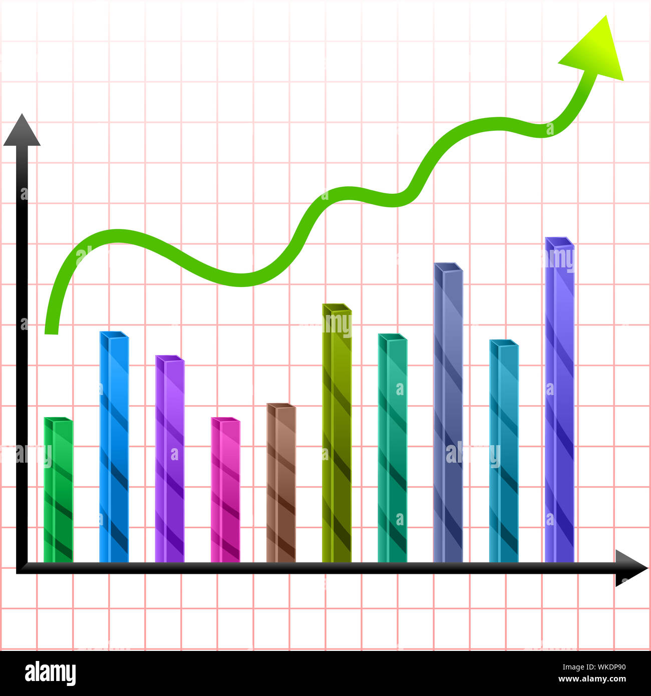 illustration of growing graph with arrow Stock Photo - Alamy