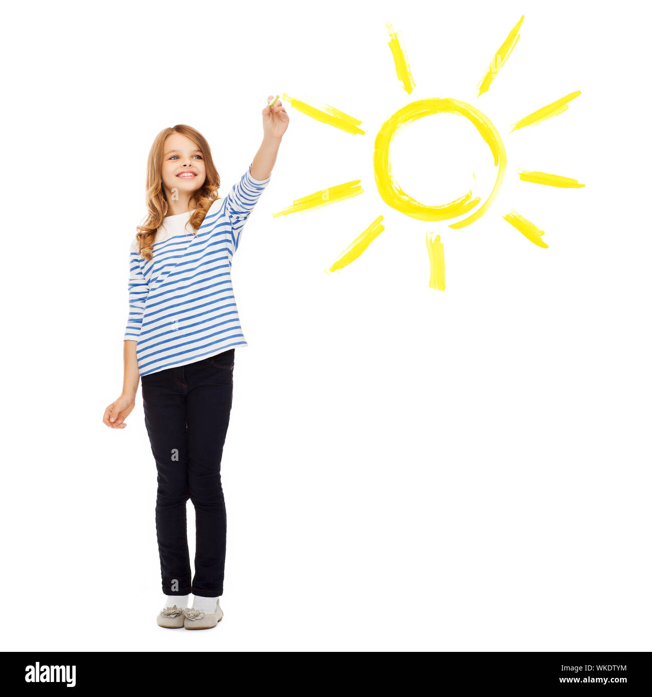 girl drawing big sun in the air Stock Photo - Alamy