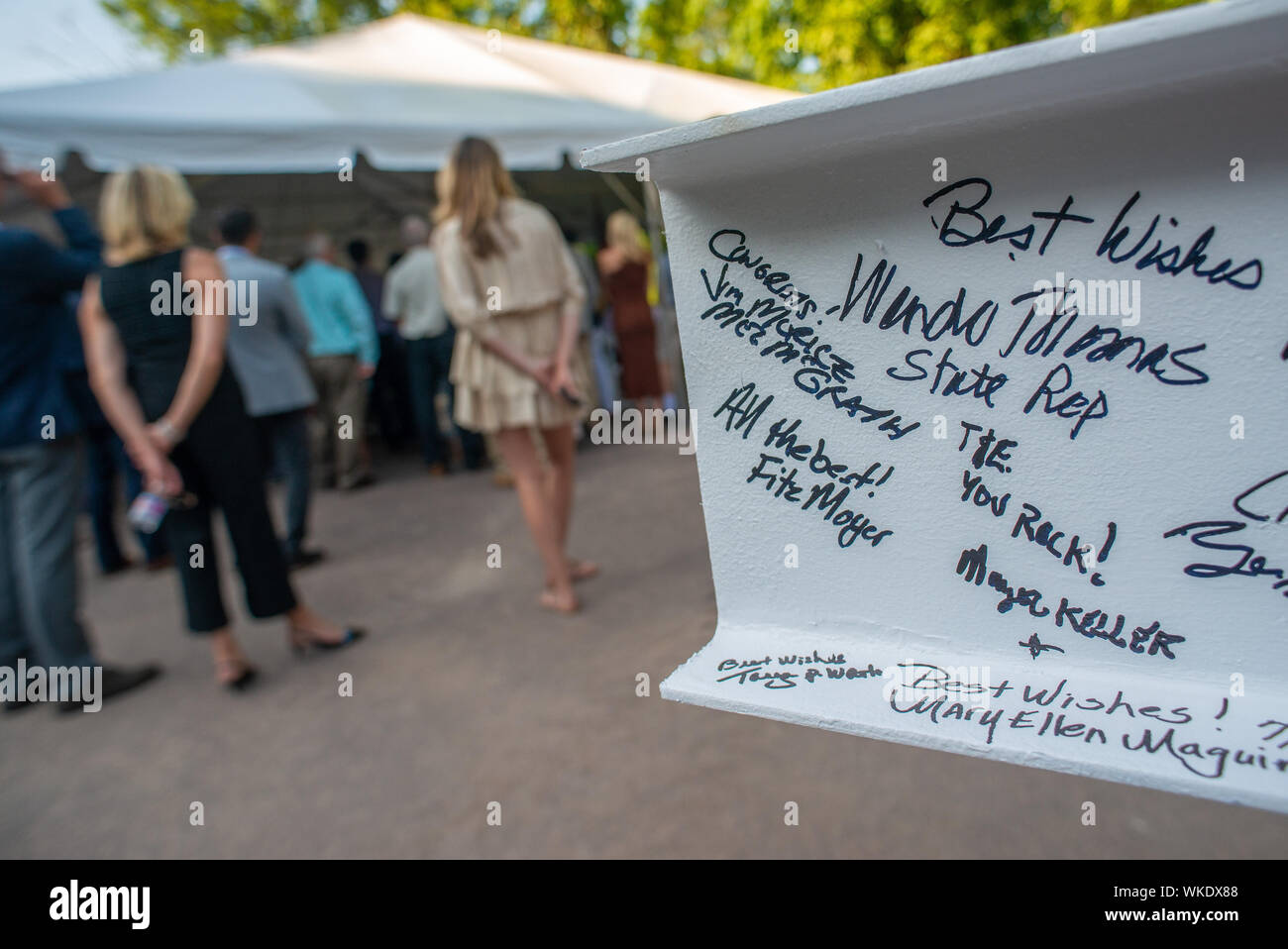The final steel beam rests while waiting to be placed during ...