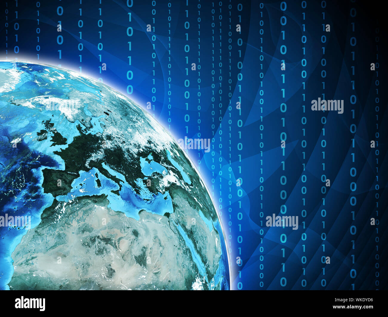 Glowing figures and Earth. Hi-tech technological background. Elements of this image are ...