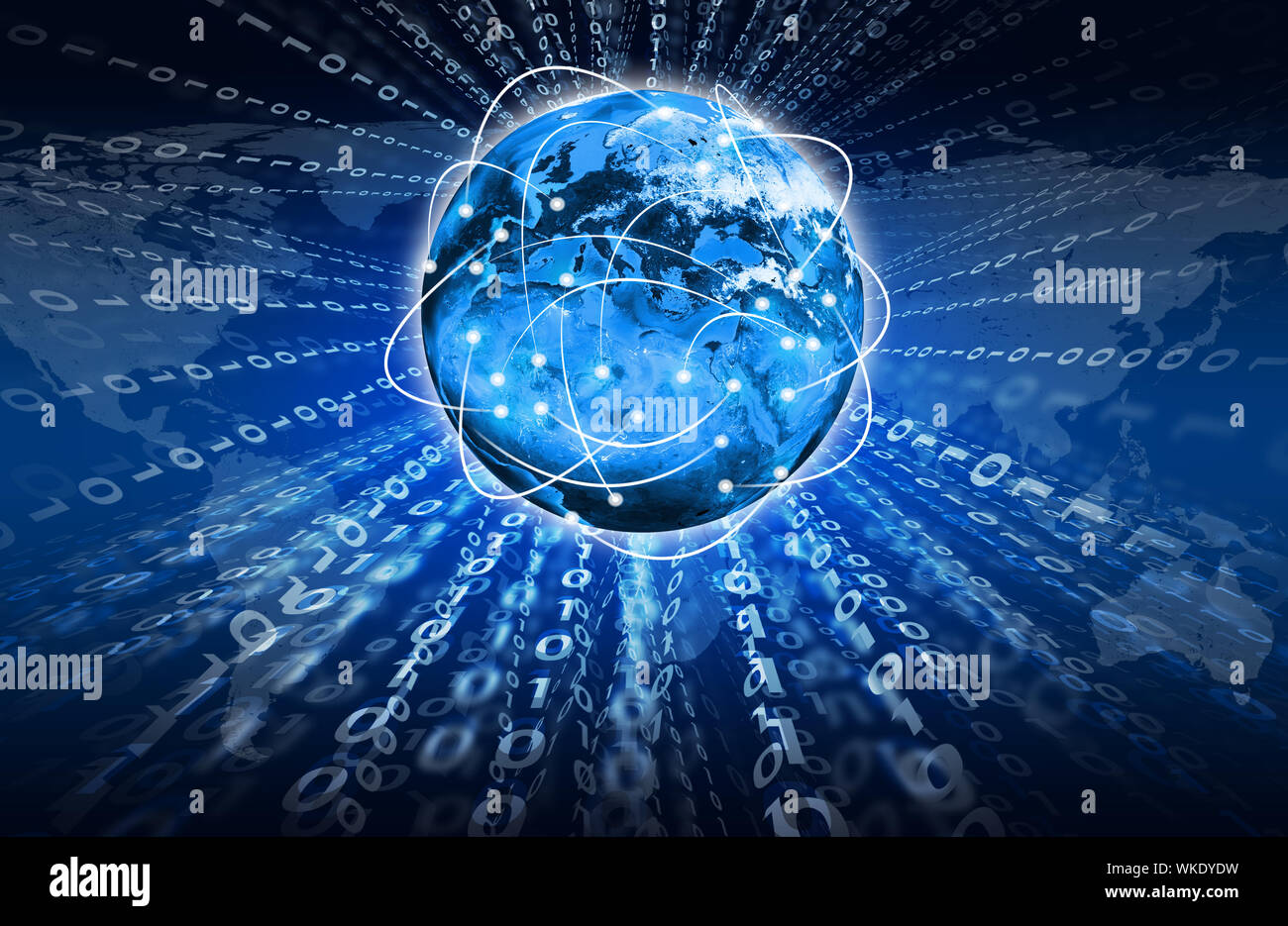 Glowing figures and Earth. Hi-tech technological background. Elements ...