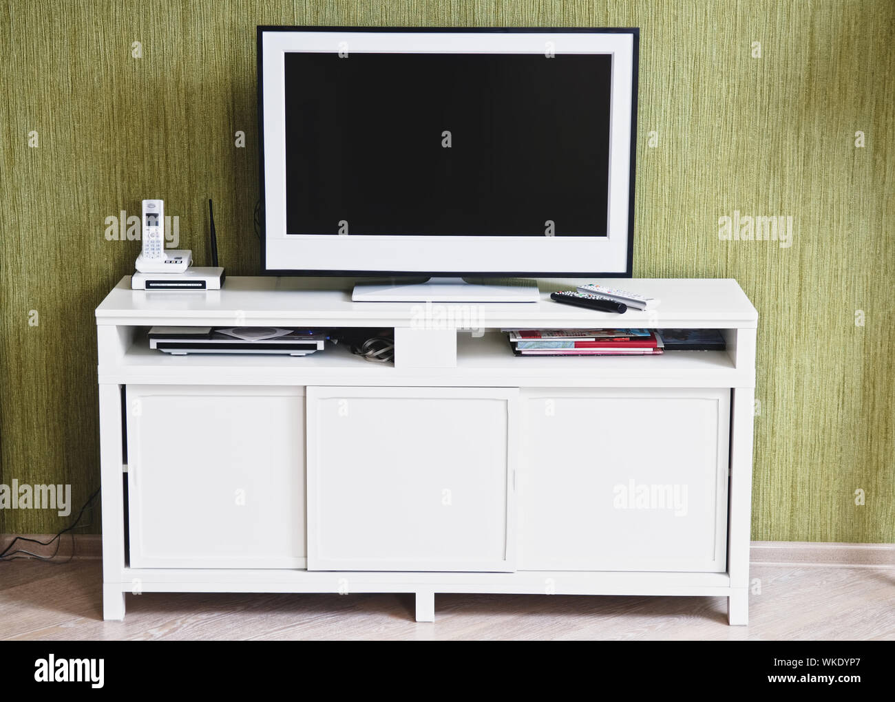 White TV-set in modern stylish home interior Stock Photo - Alamy