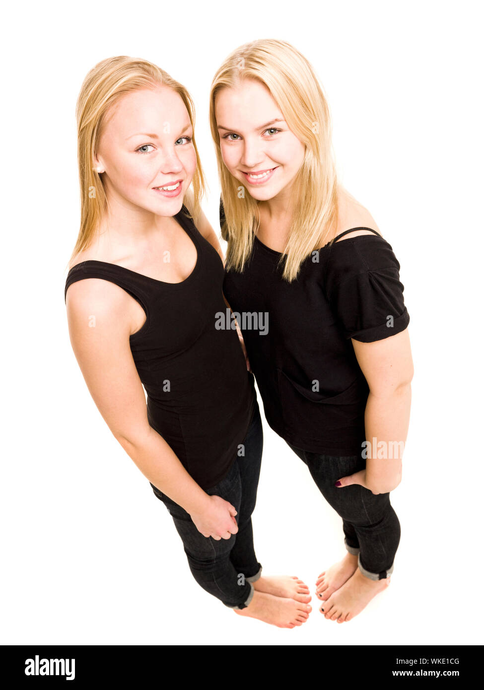 Young women from above isolated on white background Stock Photo - Alamy