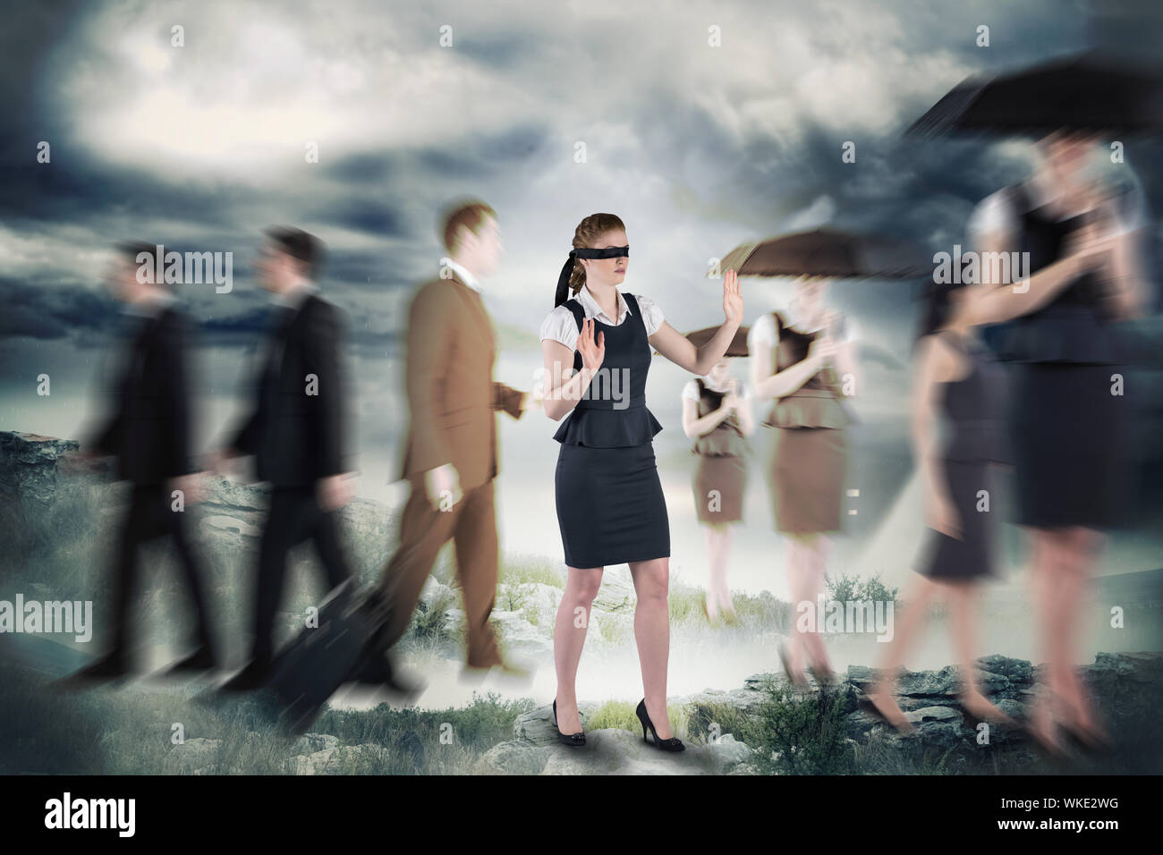 Woman blindfold over eyes hi-res stock photography and images - Alamy