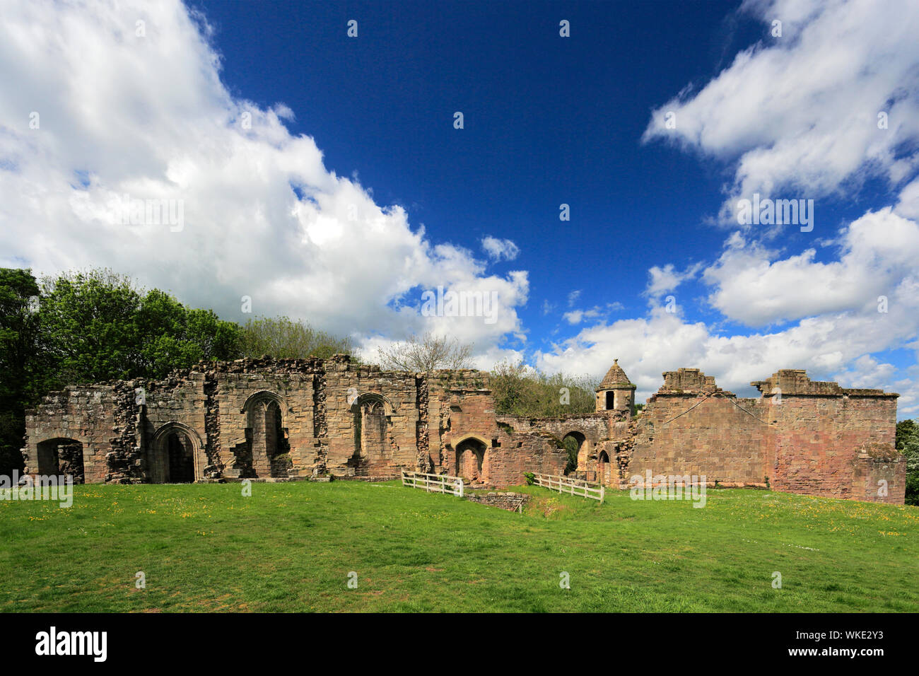 Summer view over Spofforth Castle, Spofforth village, North Yorkshire ...