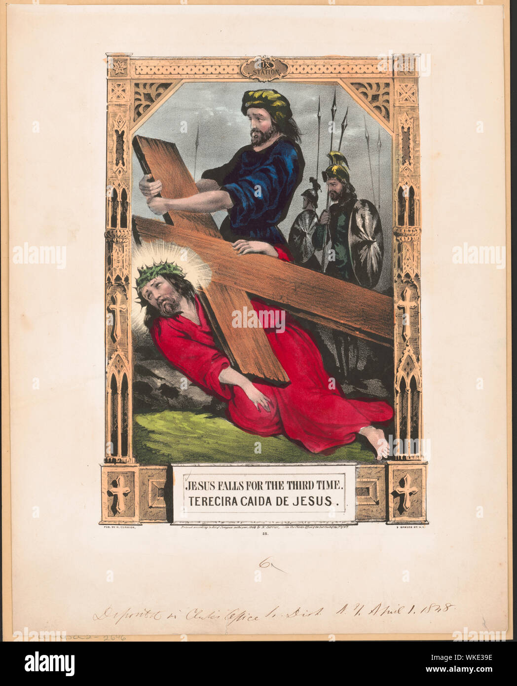 Jesus falls for the third time. / terecira caida de Jesus Stock Photo ...