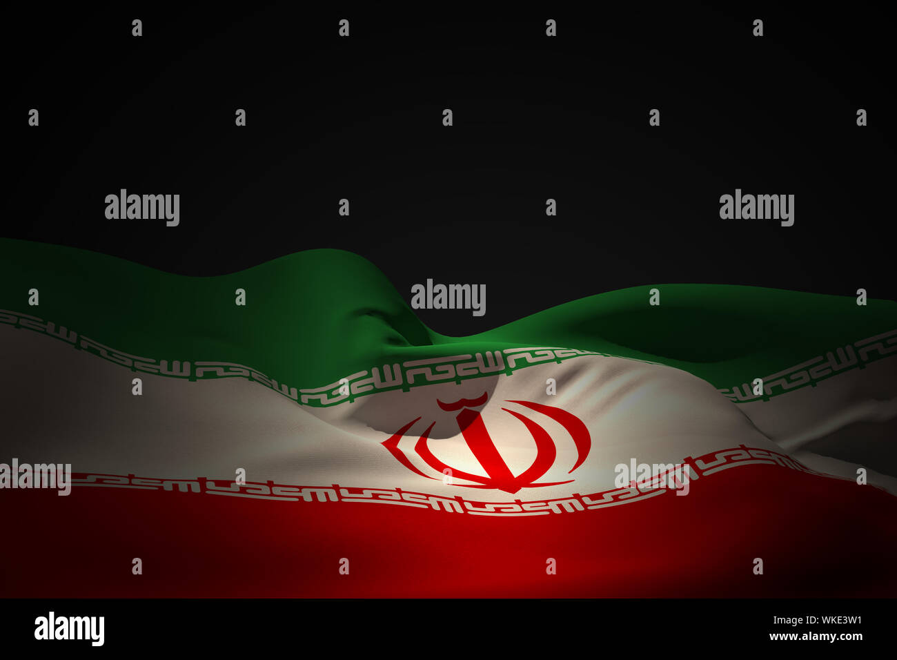 Iran flag waving against black shadow Stock Photo - Alamy