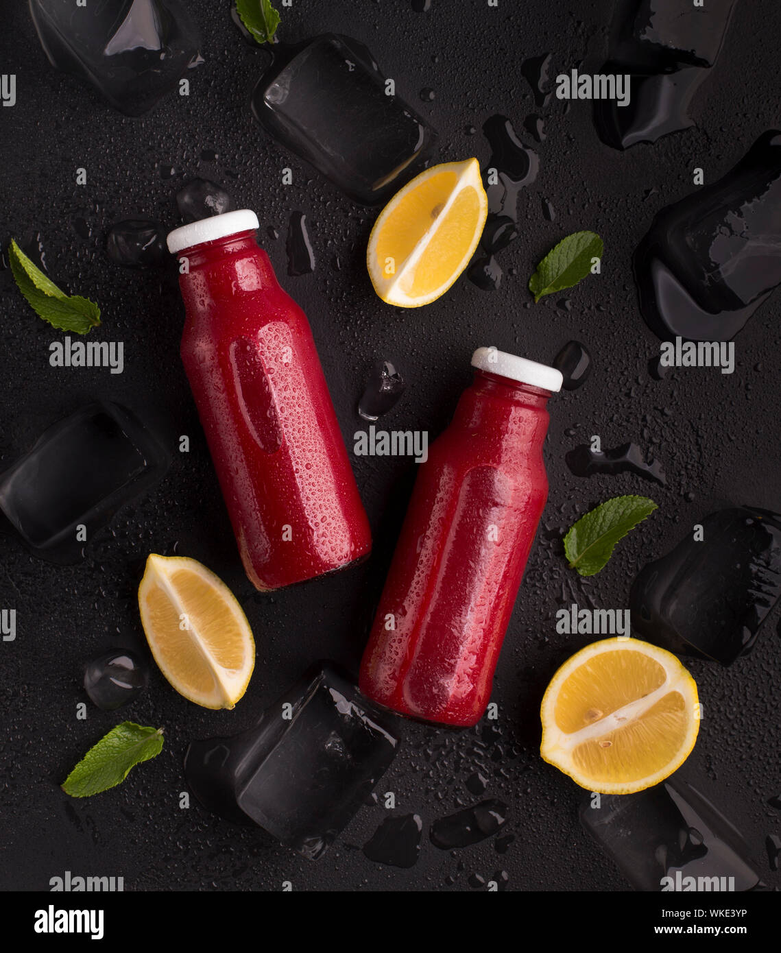 Creative summer background with fresh and cool detox cocktail Stock ...