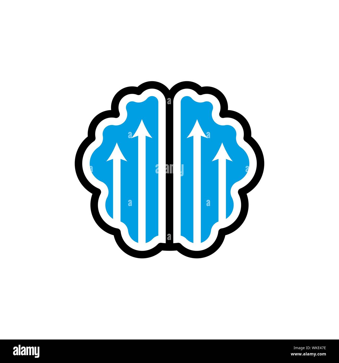Brain with up arrows flat icon improving brain efficiency vector ...