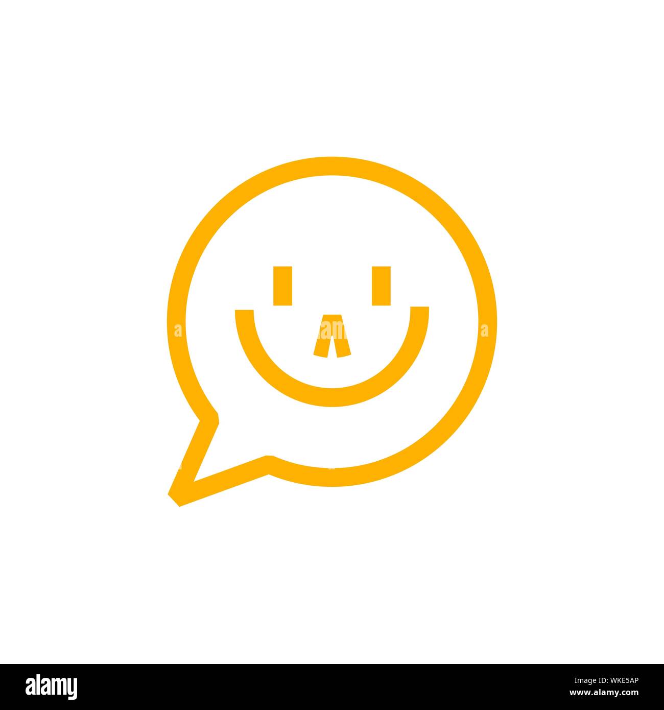 Smiley message outline icon on white background Stock Vector Image ...