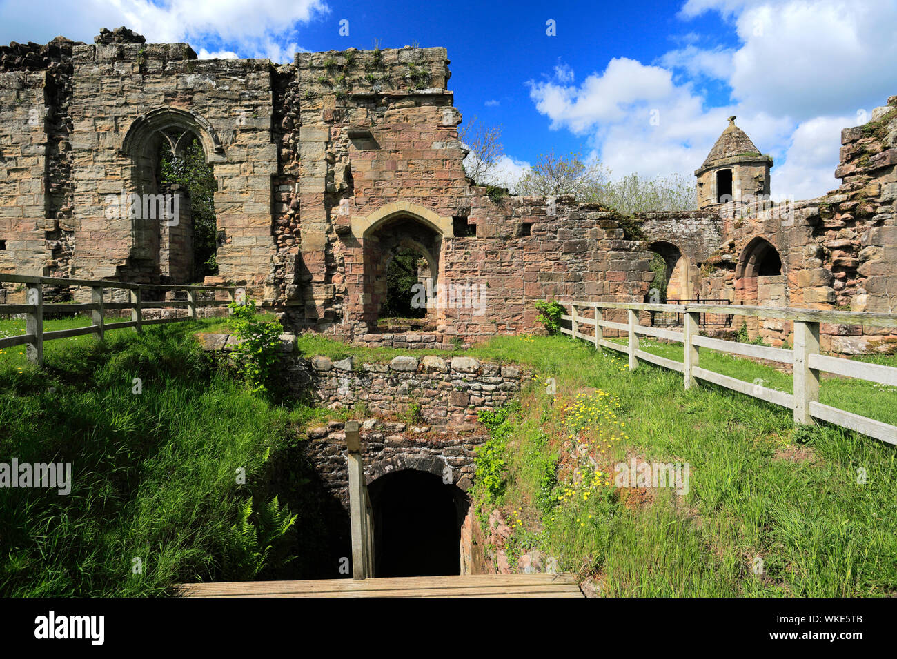 Summer view over Spofforth Castle, Spofforth village, North Yorkshire ...