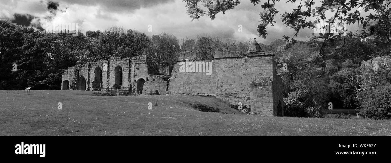 Summer view over Spofforth Castle, Spofforth village, North Yorkshire ...