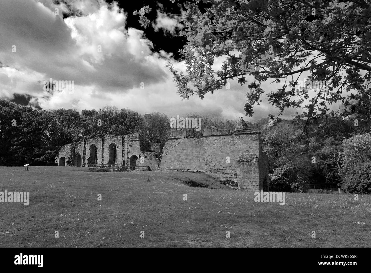 Summer view over Spofforth Castle, Spofforth village, North Yorkshire ...