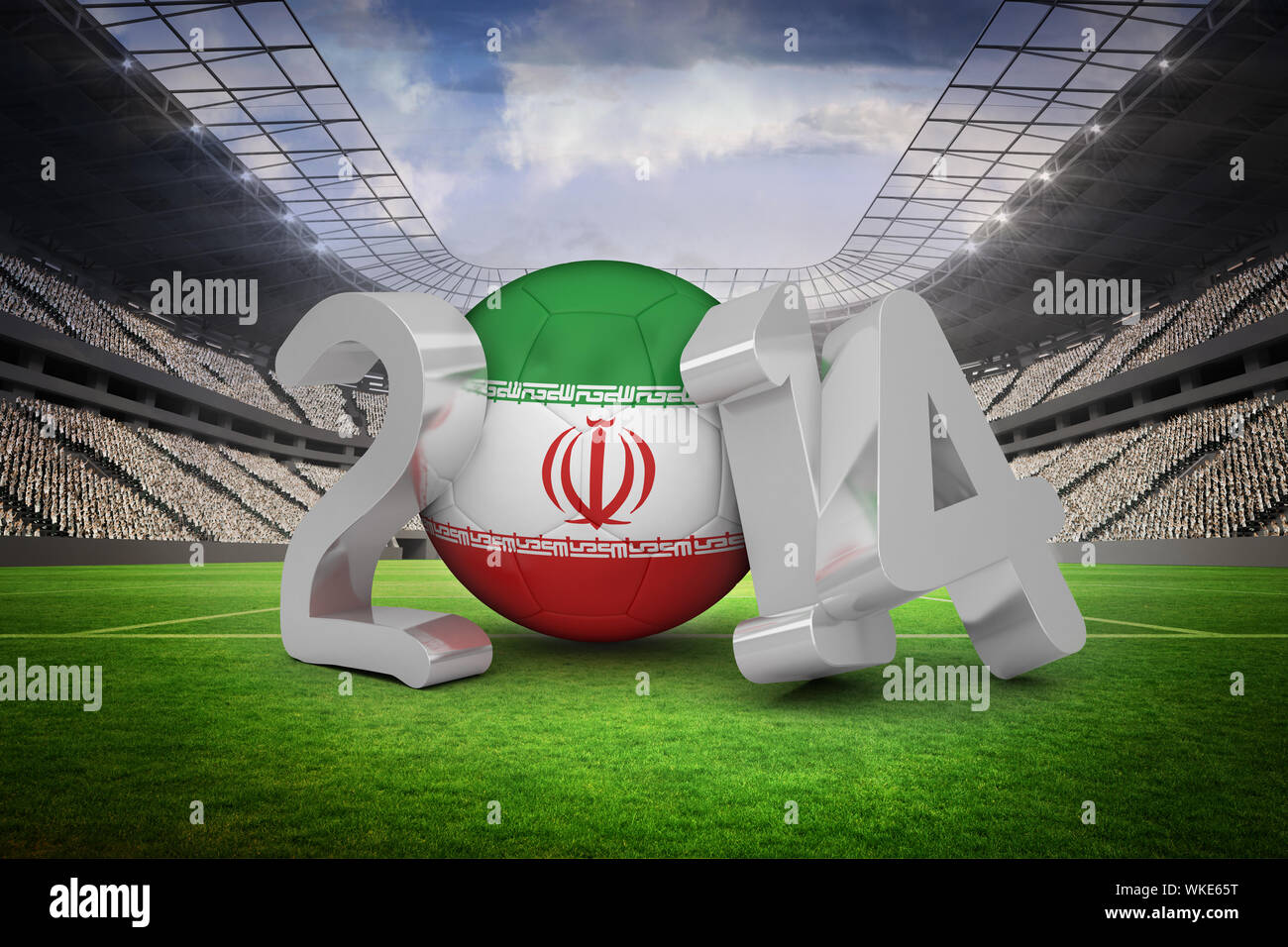 Iran world cup 2014 against vast football stadium with fans in white ...