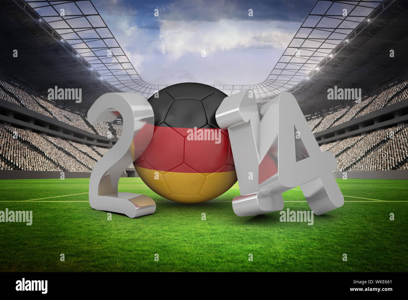 Germany world cup 2014 against vast football stadium with fans in white ...