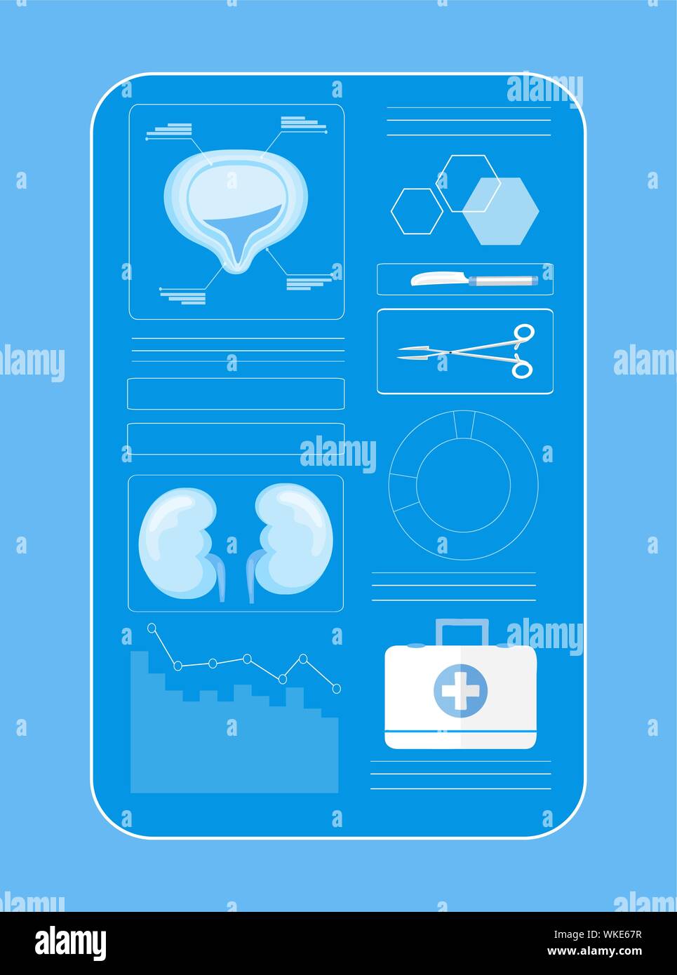 App concept vector of cystitis, urolithiasis, nephroptosis, renal ...