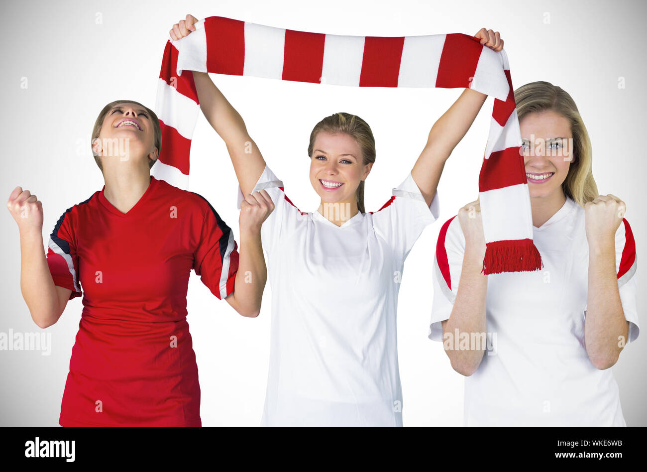 Composite image of football fans against white background with vignette ...