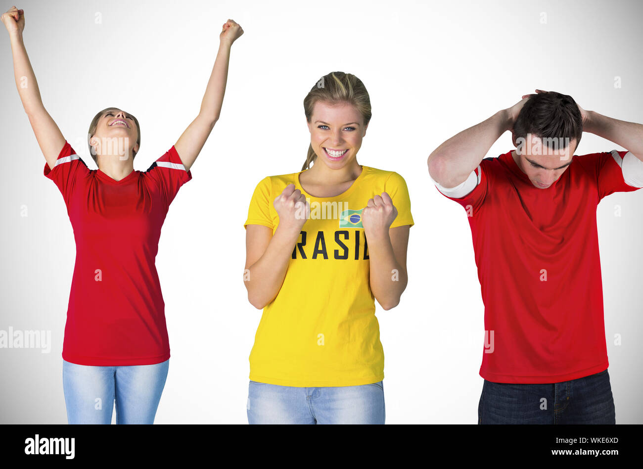 Composite image of football fans against white background with vignette ...