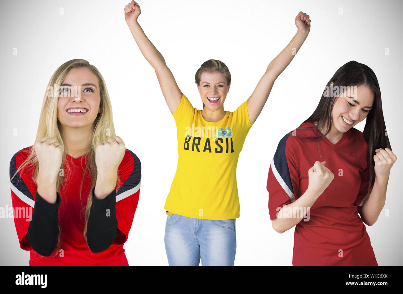 Composite image of football fans against white background with vignette ...