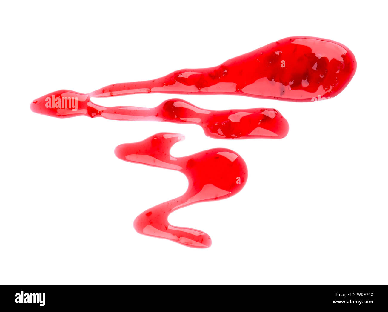 Cherry jam drizzle isolated on white background. Splashes of red berry ...