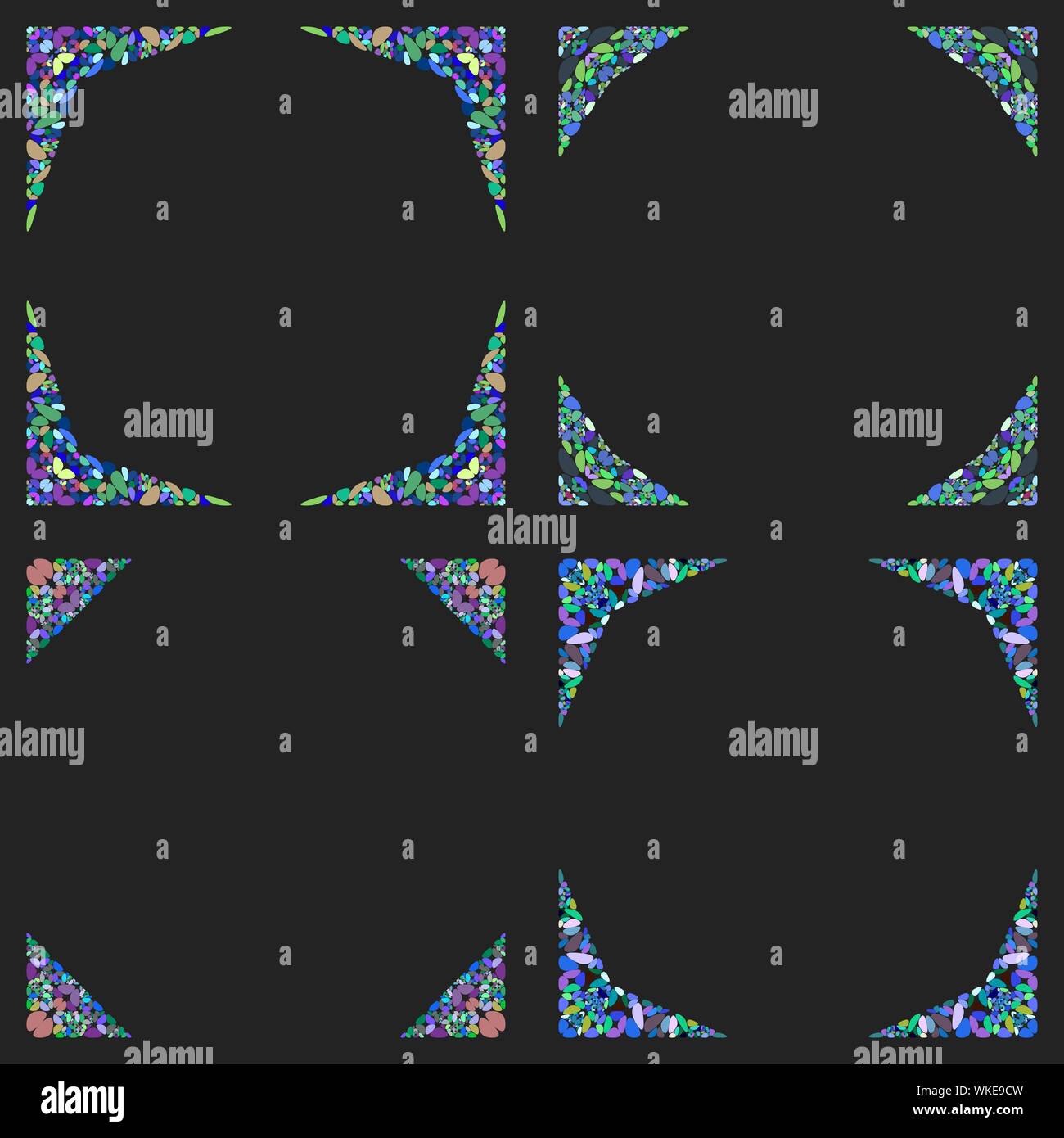 Curved stone mosaic page border design set - colorful vector design ...