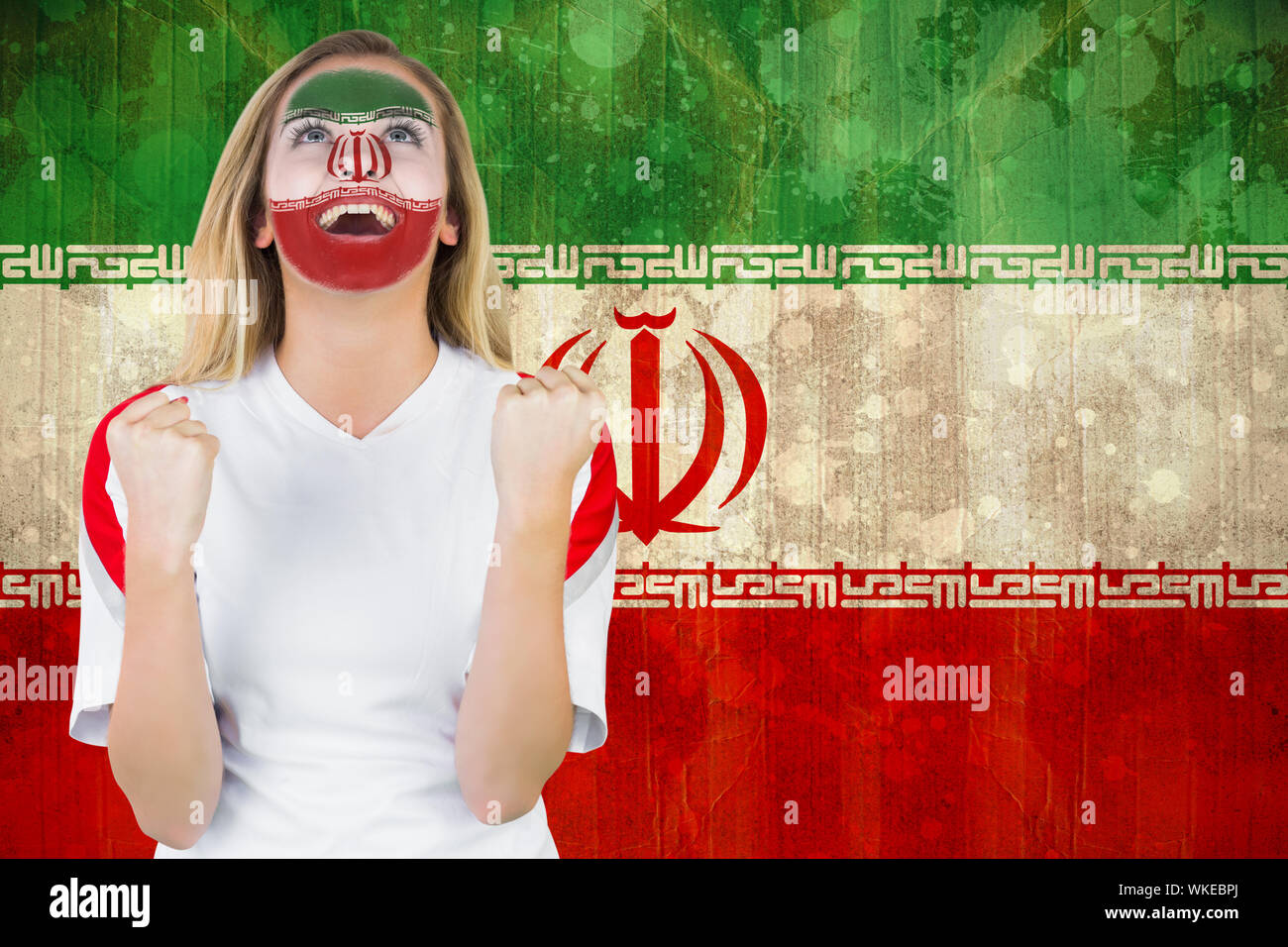 Woman face painted flag iran hi-res stock photography and images - Alamy