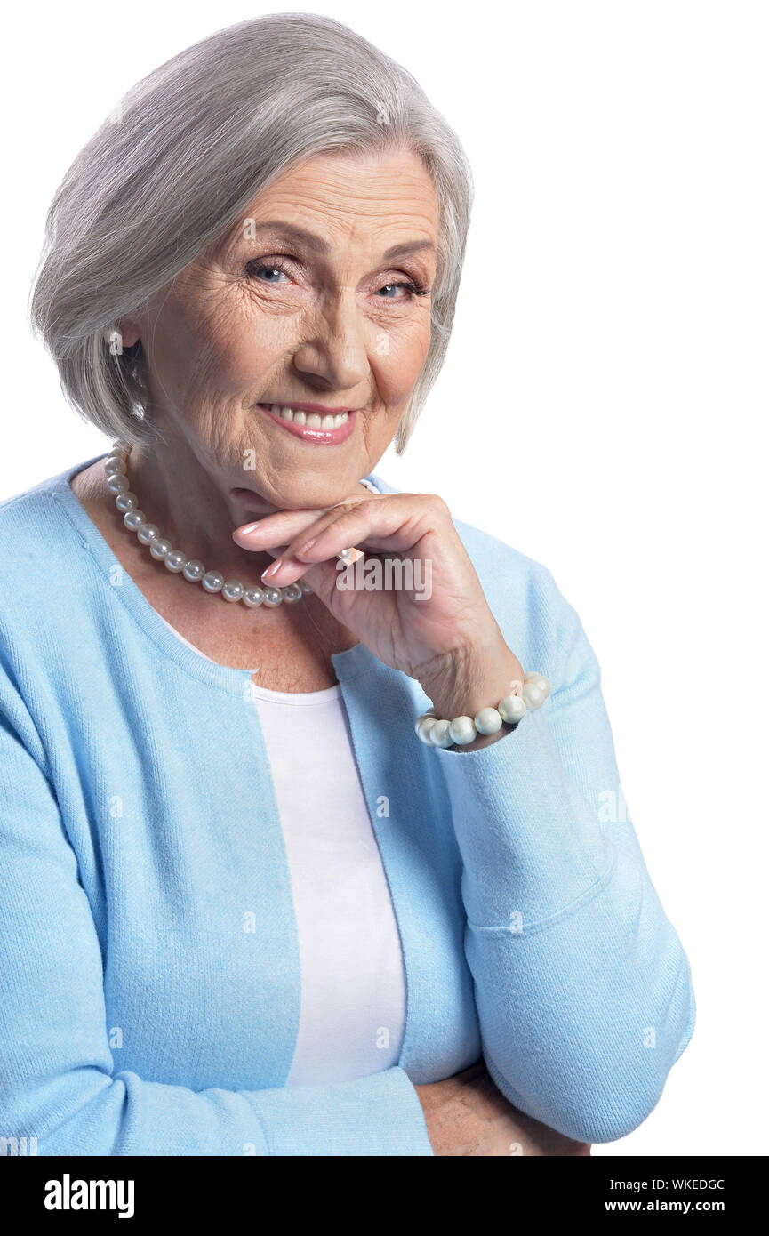 Portrait of beautiful senior woman posing isolated Stock Photo - Alamy