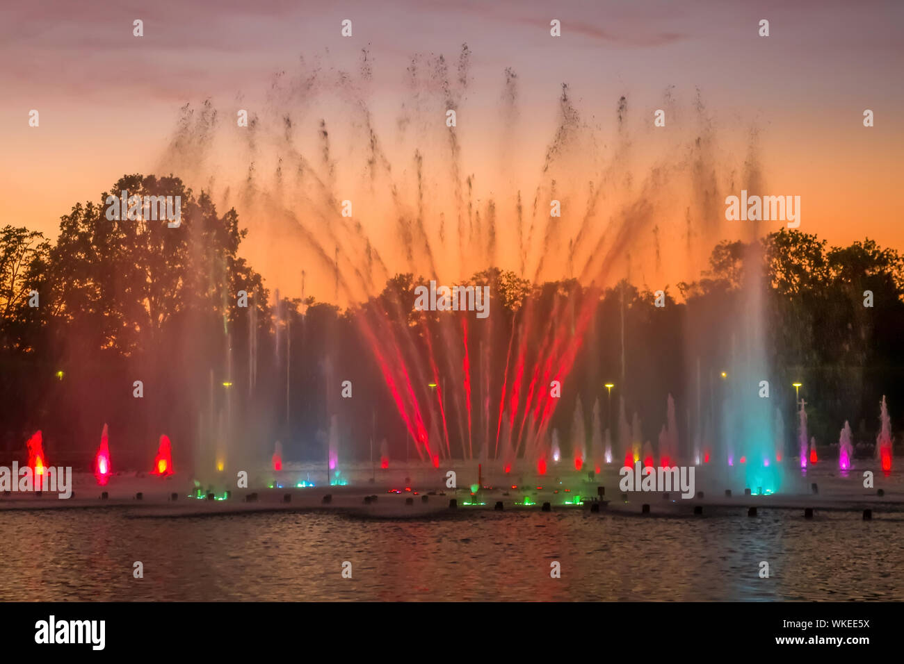 Fountain at Centennial Hall in Wroclaw, Poland multimedia laser ...