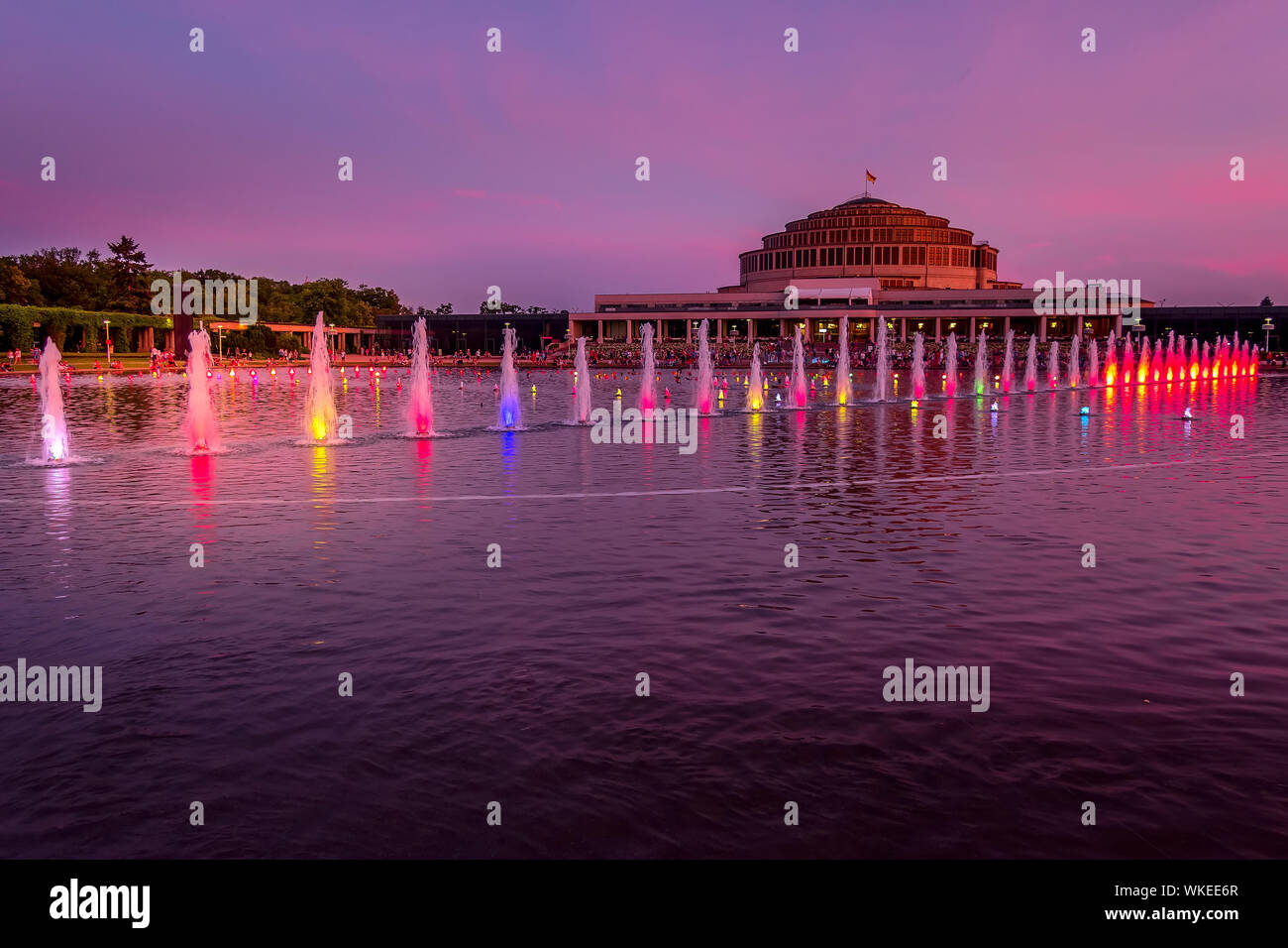 Fountain at Centennial Hall in Wroclaw, Poland multimedia laser ...