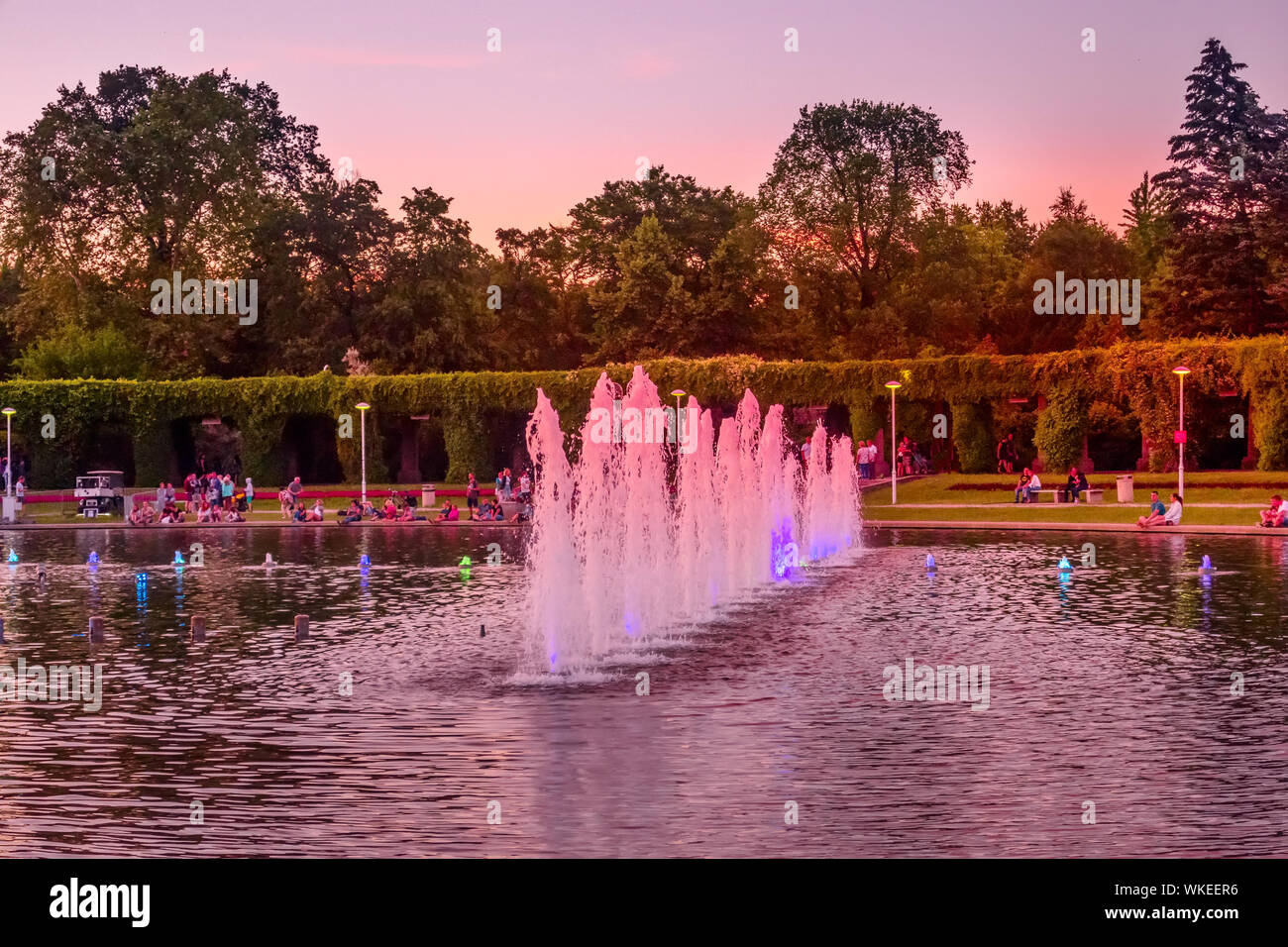 Fountain at Centennial Hall in Wroclaw, Poland multimedia laser ...