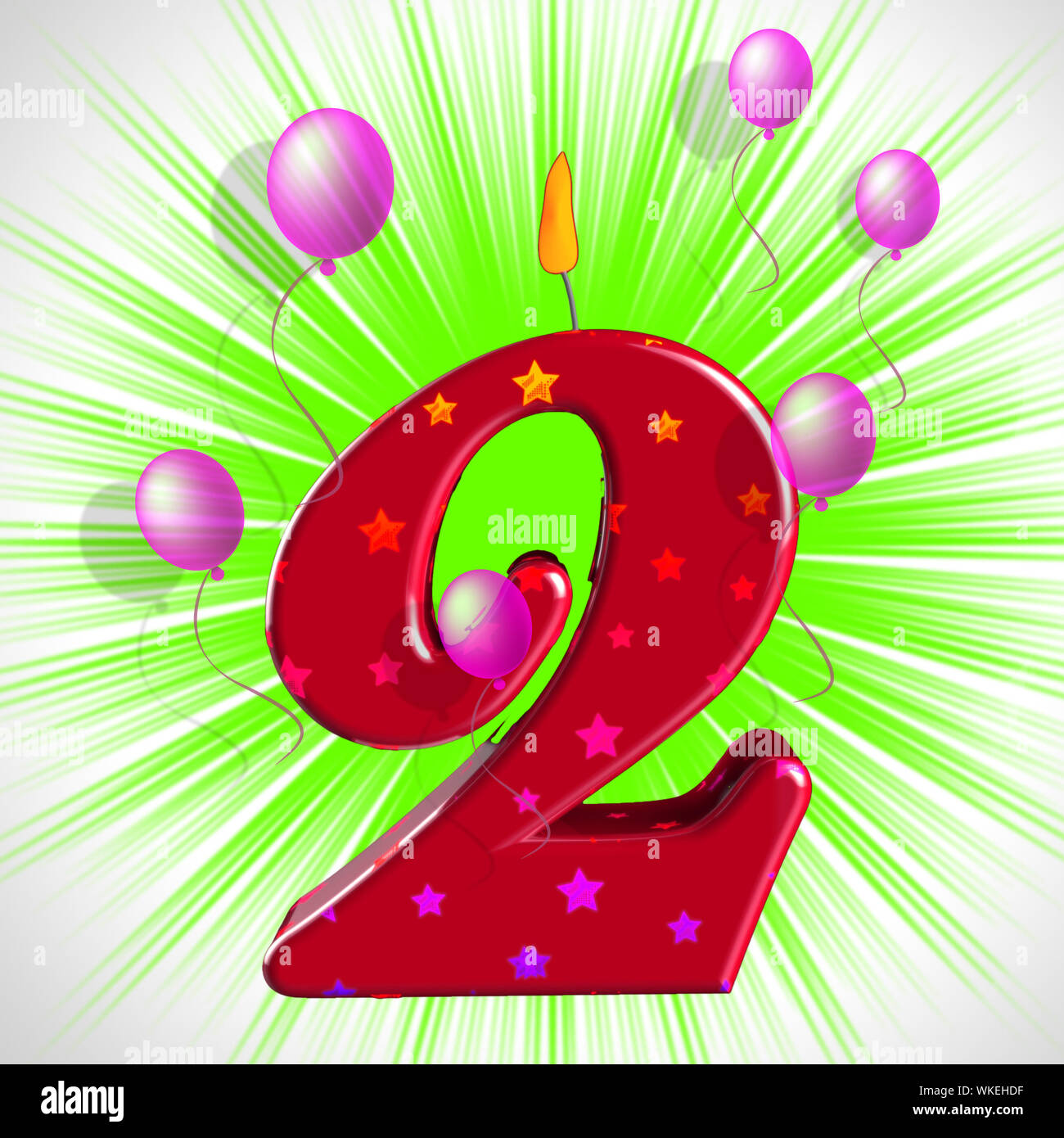 Number Two Party Meaning Second Birthday Or Celebration Stock Photo - Alamy