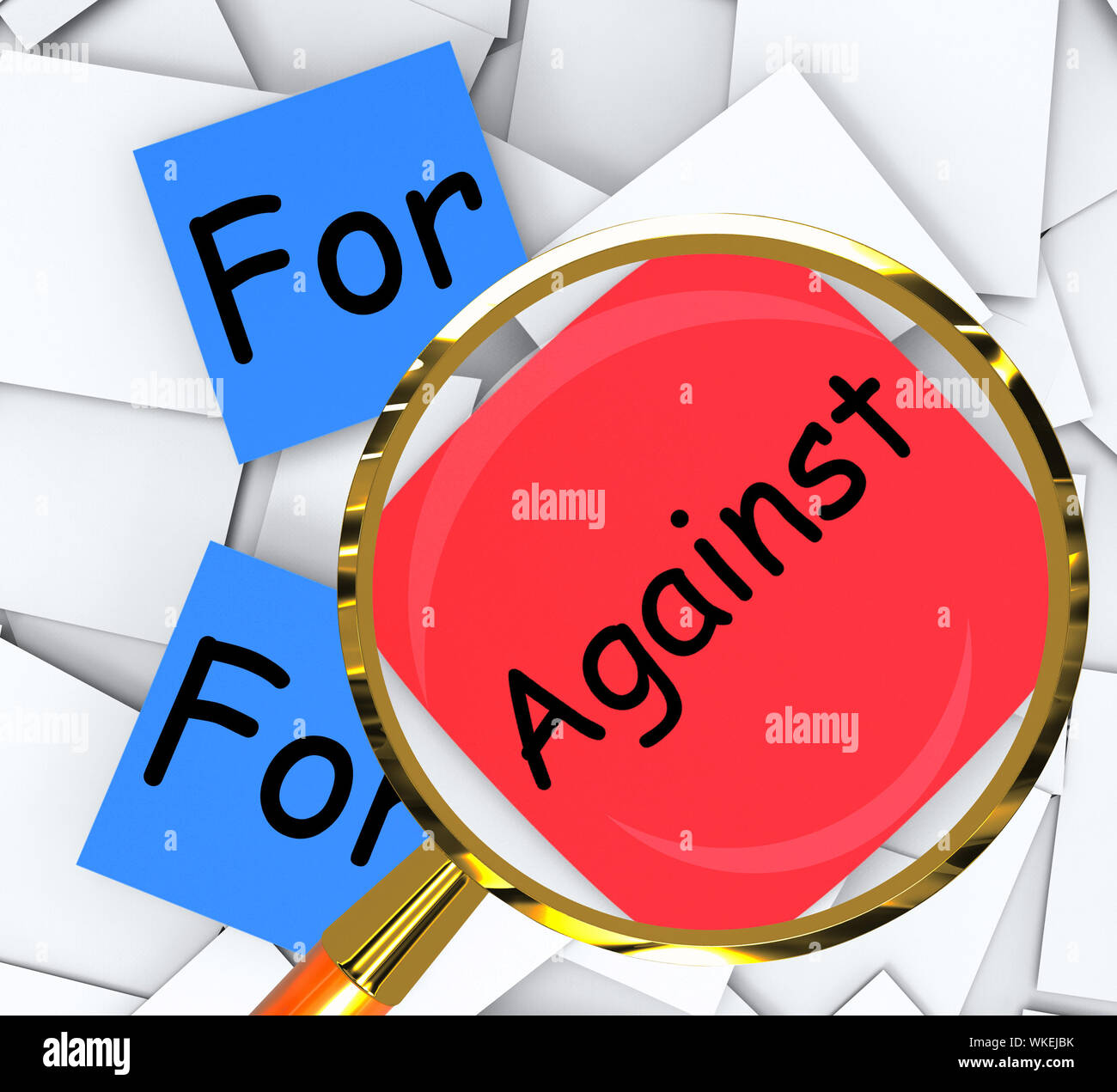 For Against Post-It Notes Meaning Pros And Cons Stock Photo - Alamy