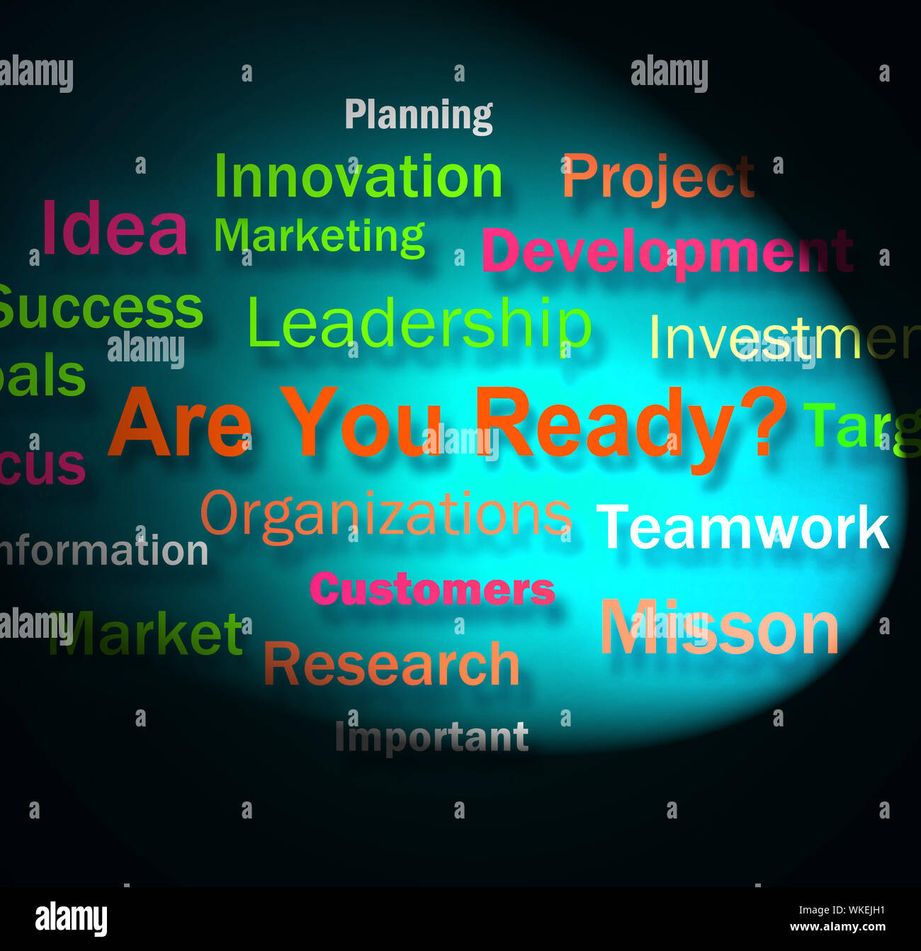 Are You Ready Words Showing Prepared For Business Stock Photo - Alamy