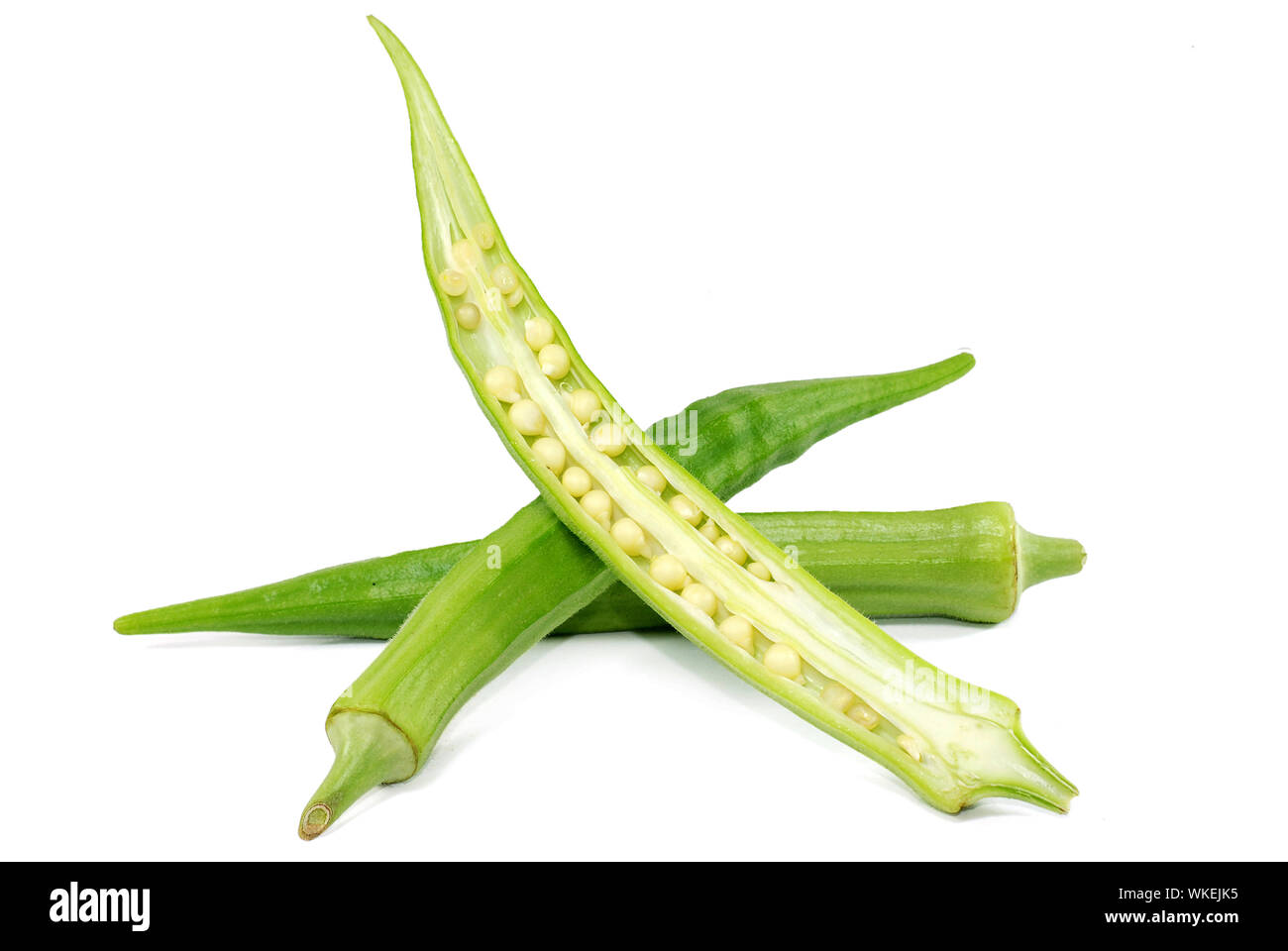 Fresh okra cut out with isolated background Stock Photo - Alamy