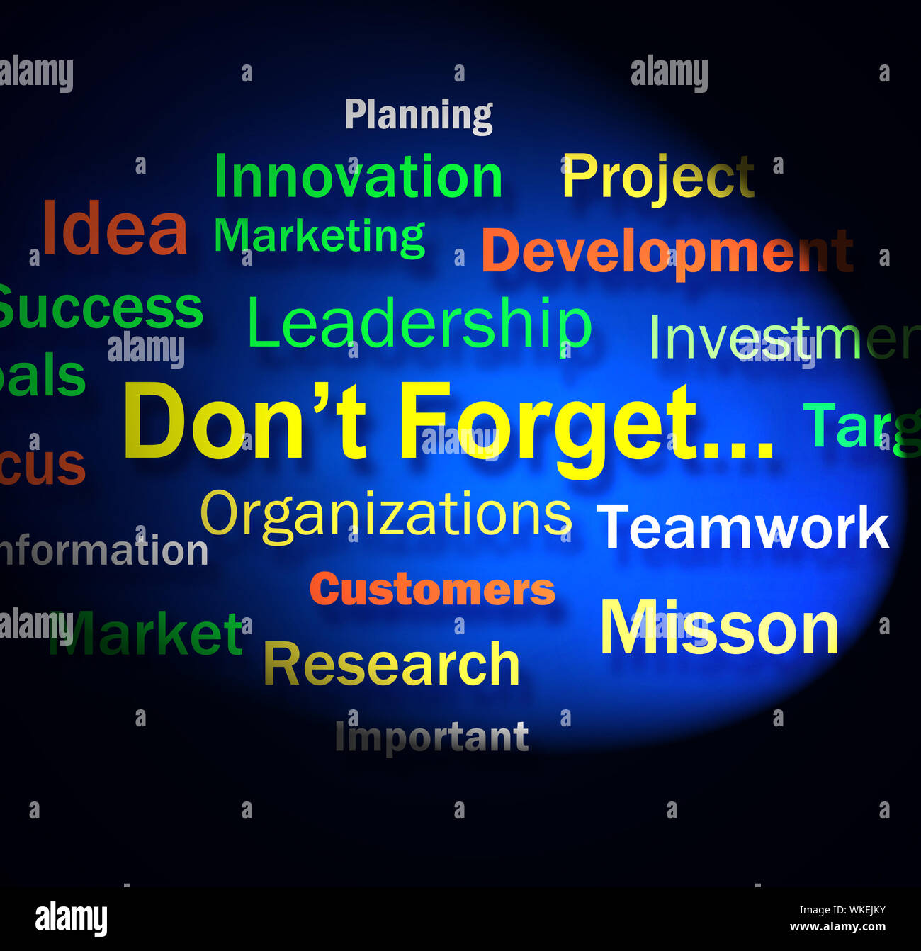 Dont Forget Words Showing Remembering Business Components Stock Photo