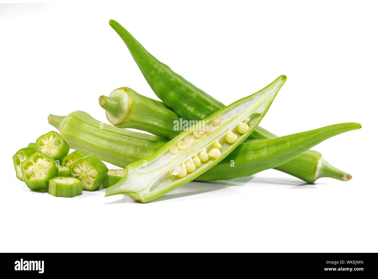 Fresh okra cut out with isolated background Stock Photo - Alamy