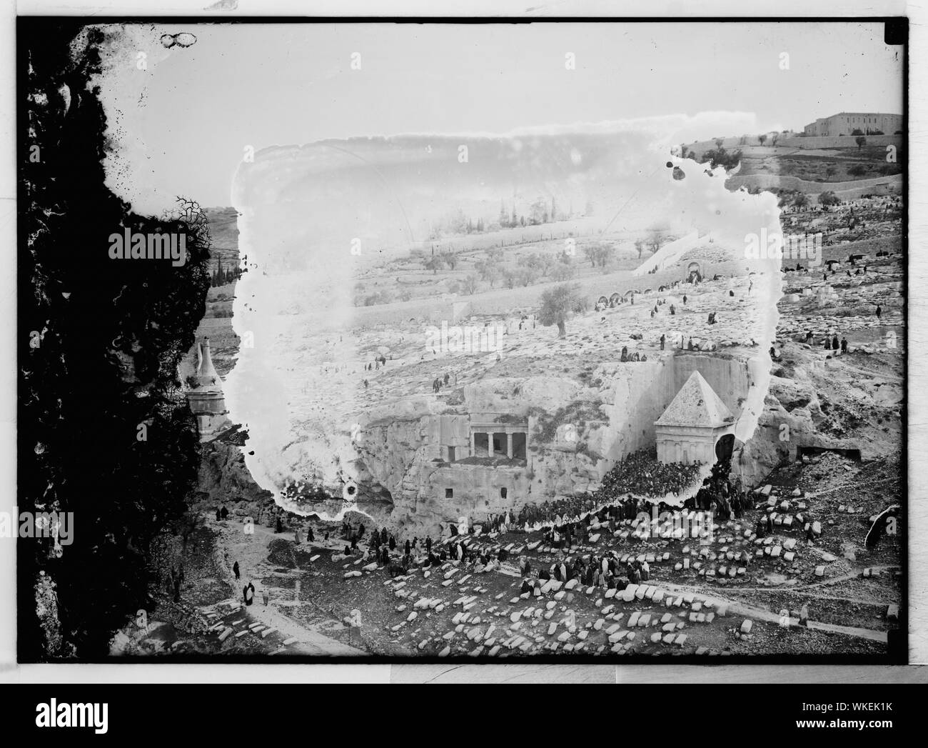 Jewish gathering at Tomb of Zacharieh, Kebron i.e., Kidron Valley Stock ...