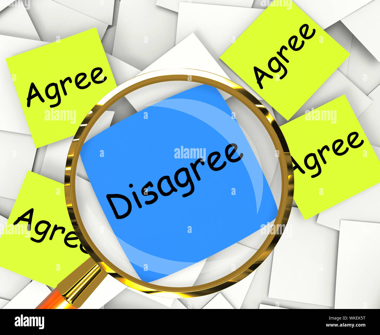 Agree Disagree Post-It Papers Showing Supporting Or Contrary To Stock ...