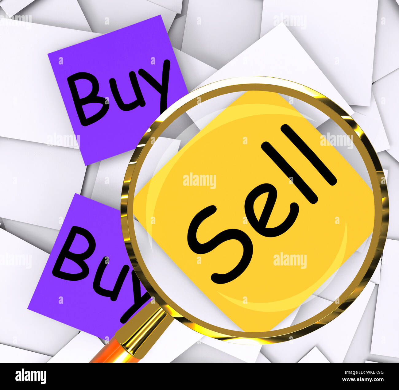 Buy Sell Post-It Papers Meaning Shopping Retail And Trade Stock Photo ...