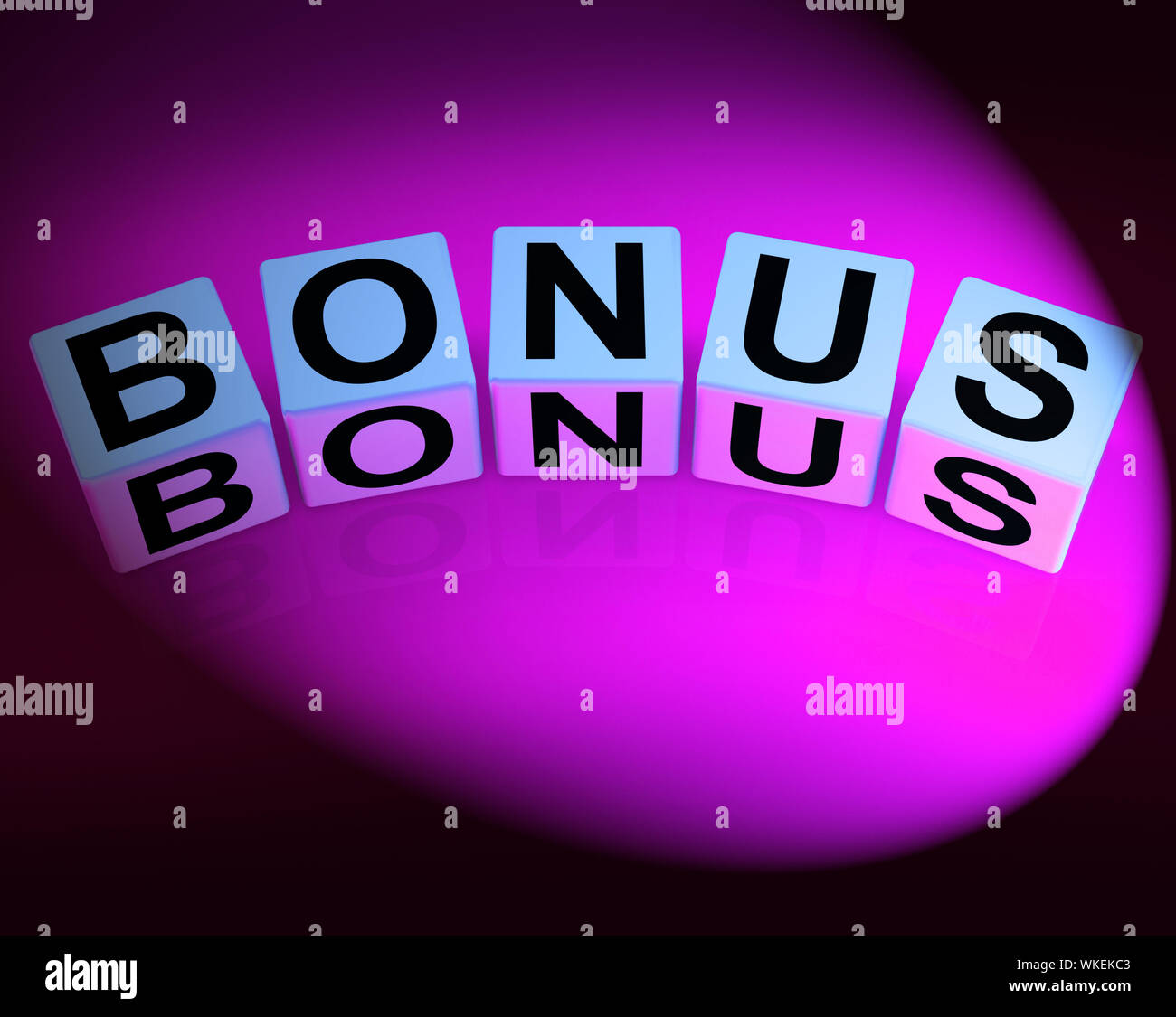 Bonus Dice Indicating Promotional Gratuity Benefits and Bonuses Stock ...