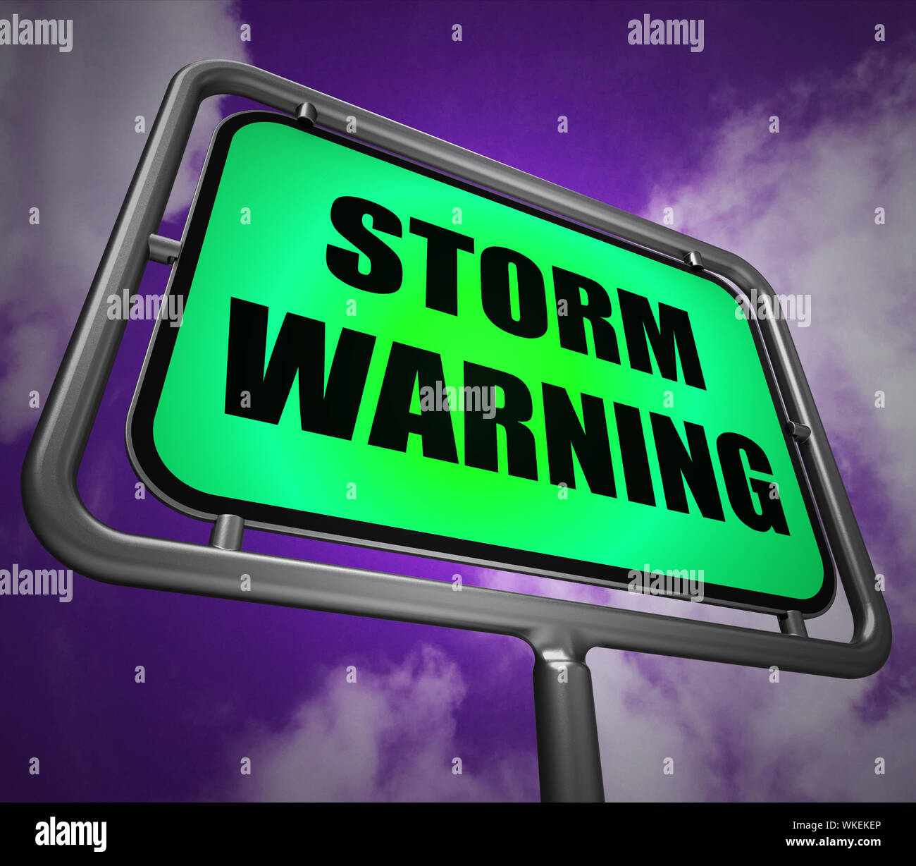 Storm Warning Signpost Representing Forecasting Danger Ahead Stock ...