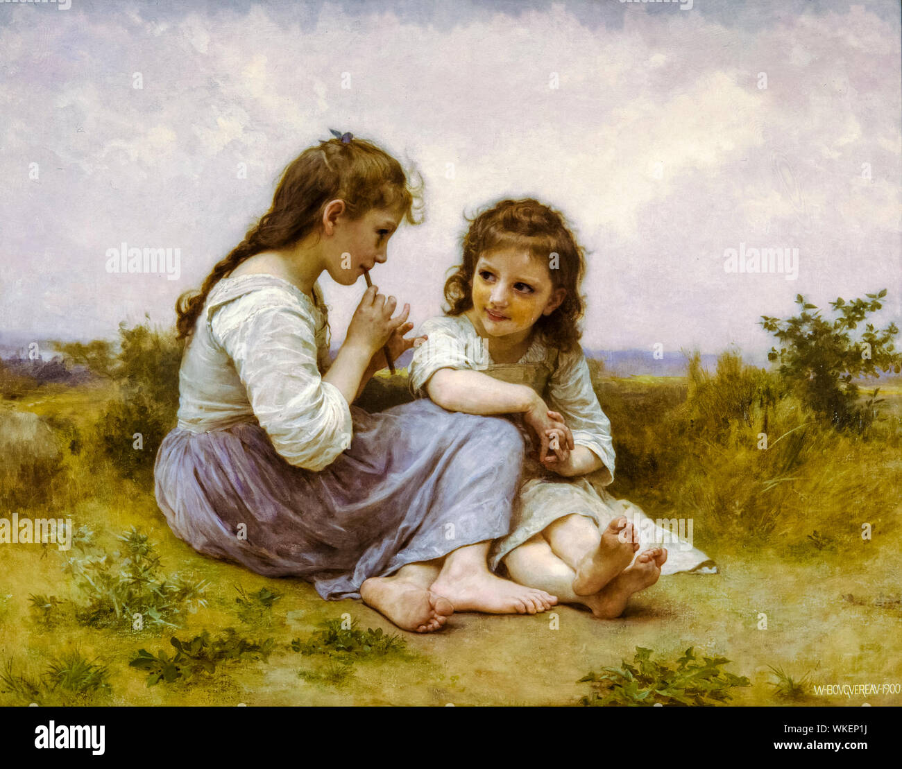 William-Adolphe Bouguereau, A Childhood Idyll, painting, 1900 Stock ...