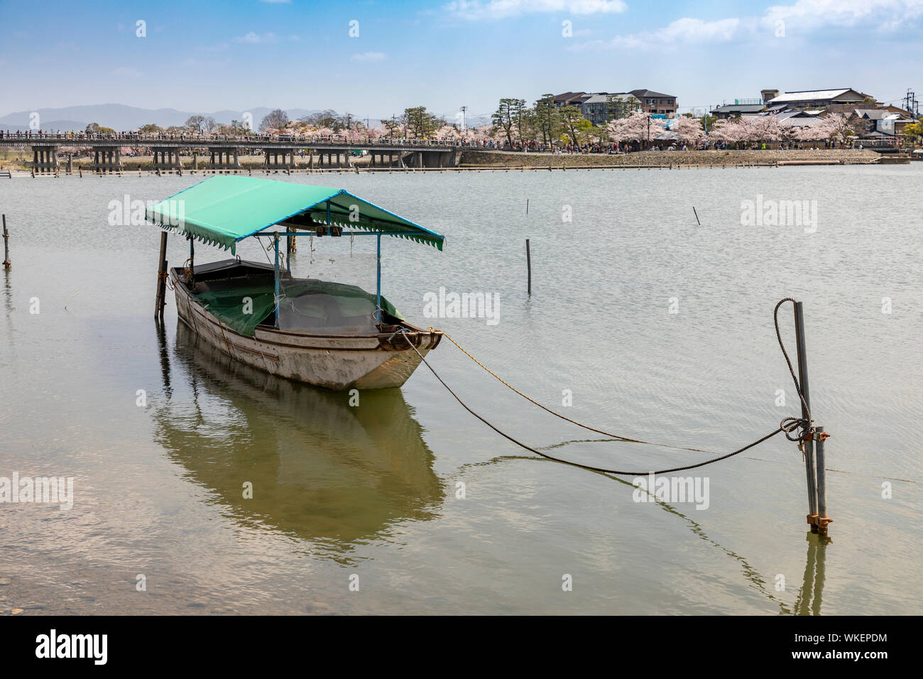 Traditional Japanese river boat on Katsura River, Kyoto, Japan Stock ...