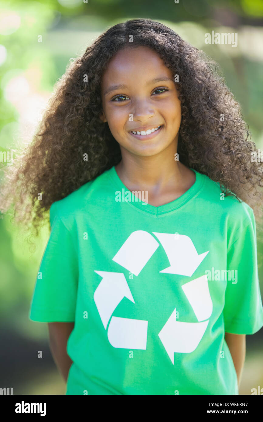 Young environmental activist smiling at the camera on a sunny day Stock ...