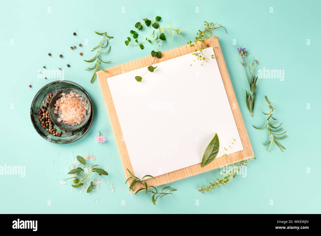 Recipe Design Template. A piece of paper with herbs, salt, and pepper ...