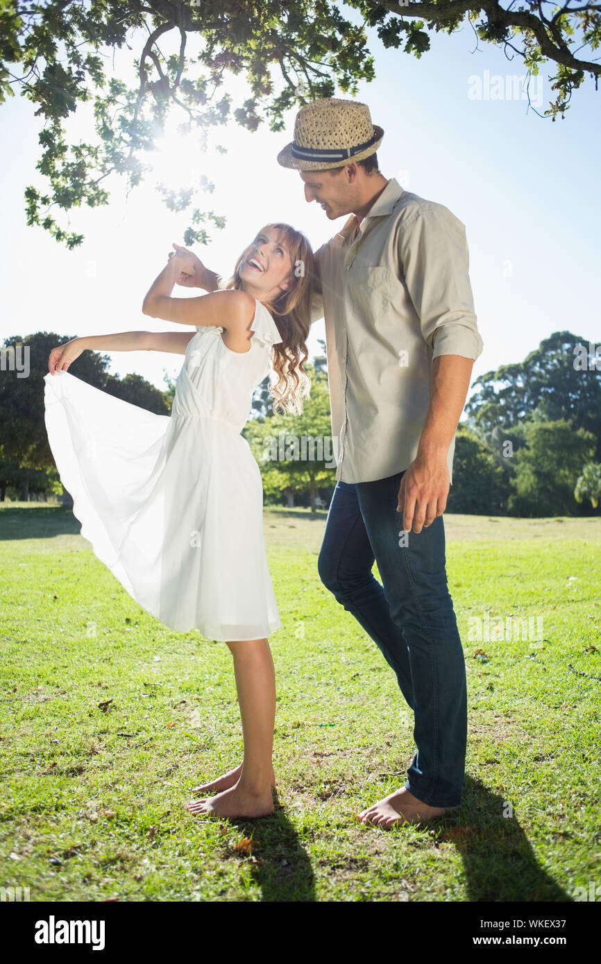 Woman dancing laughing in grass hi-res stock photography and images - Alamy