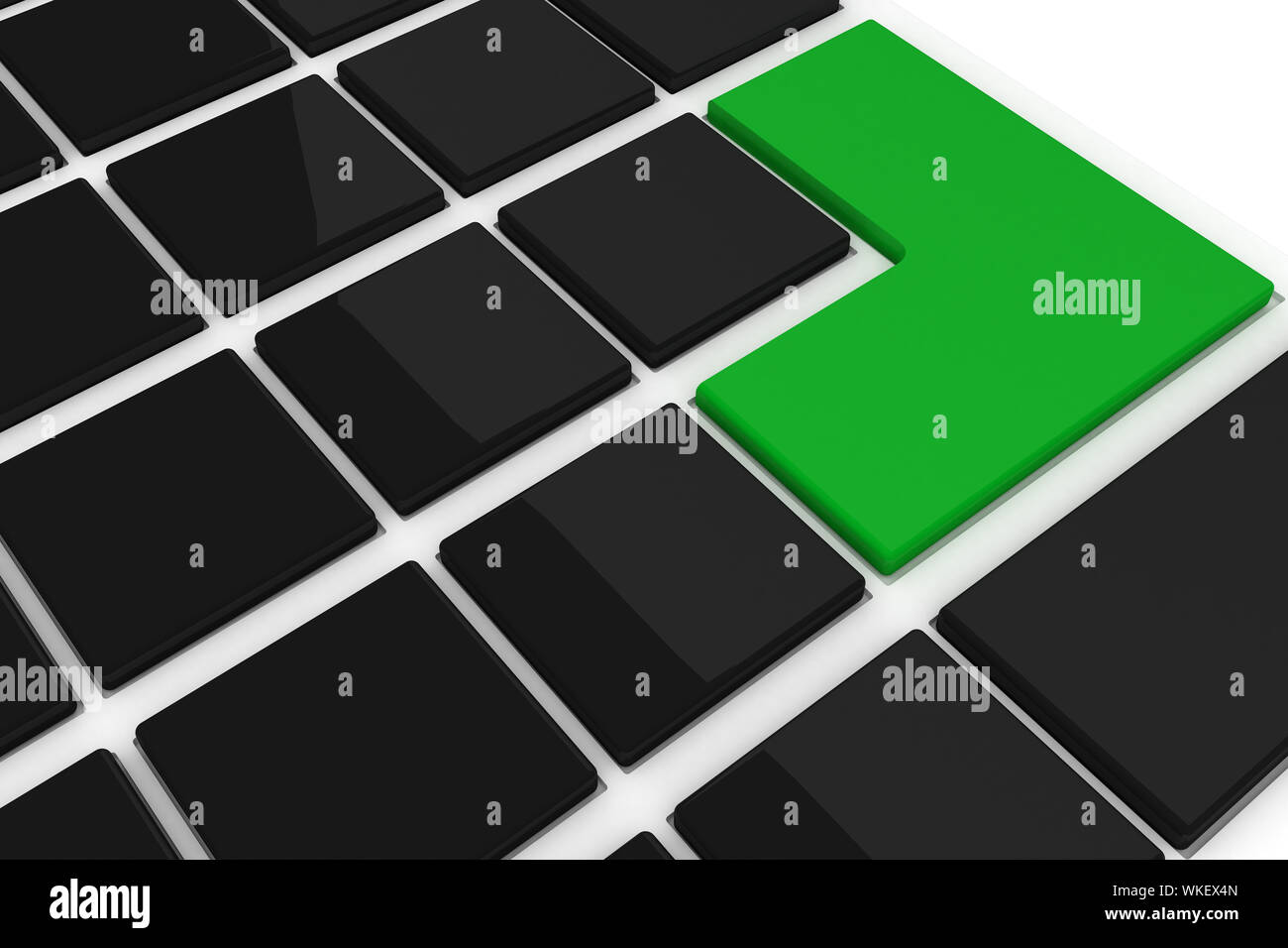 Black keyboard with one green key Stock Photo - Alamy