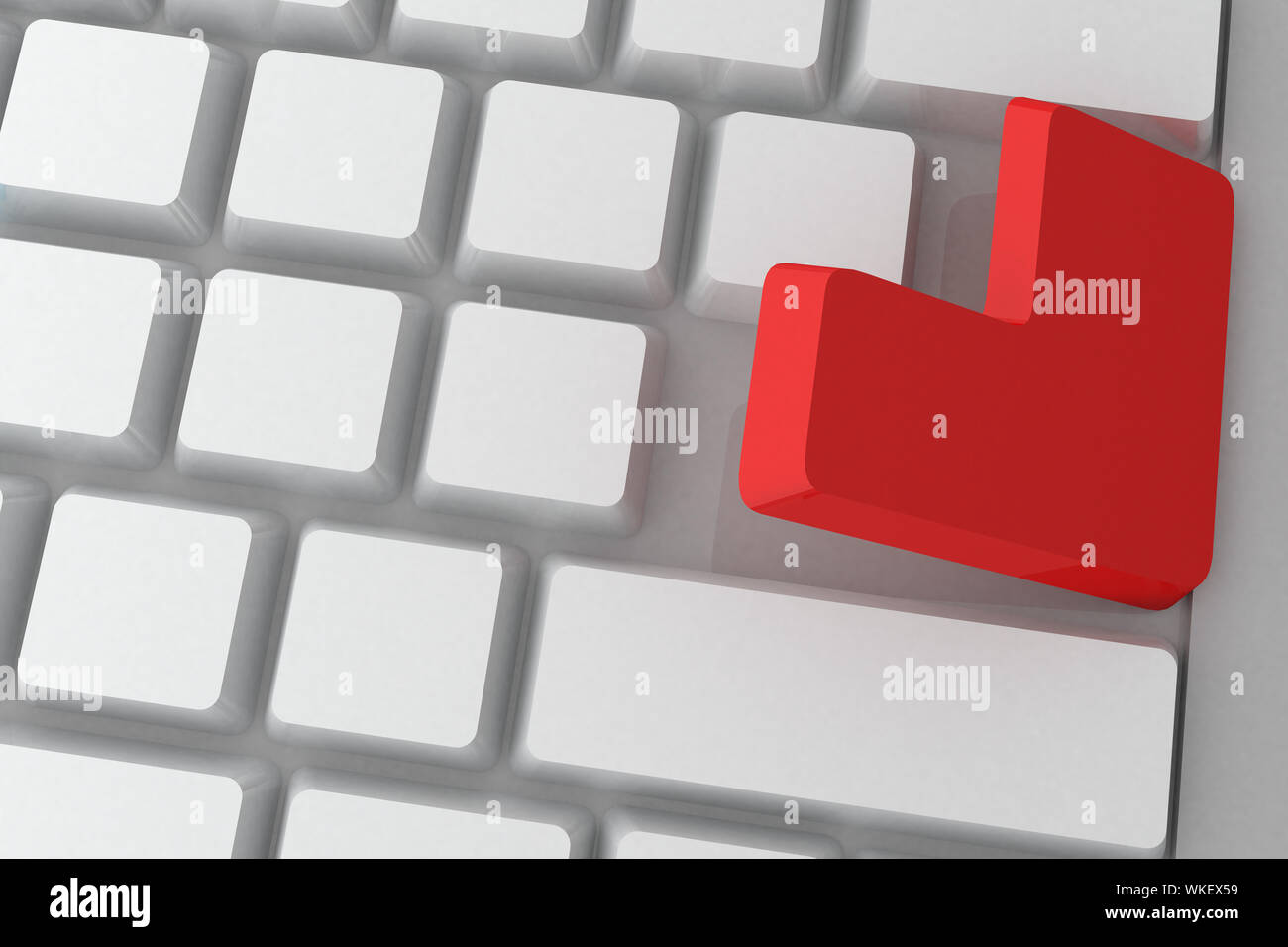 White keyboard with one red key Stock Photo - Alamy
