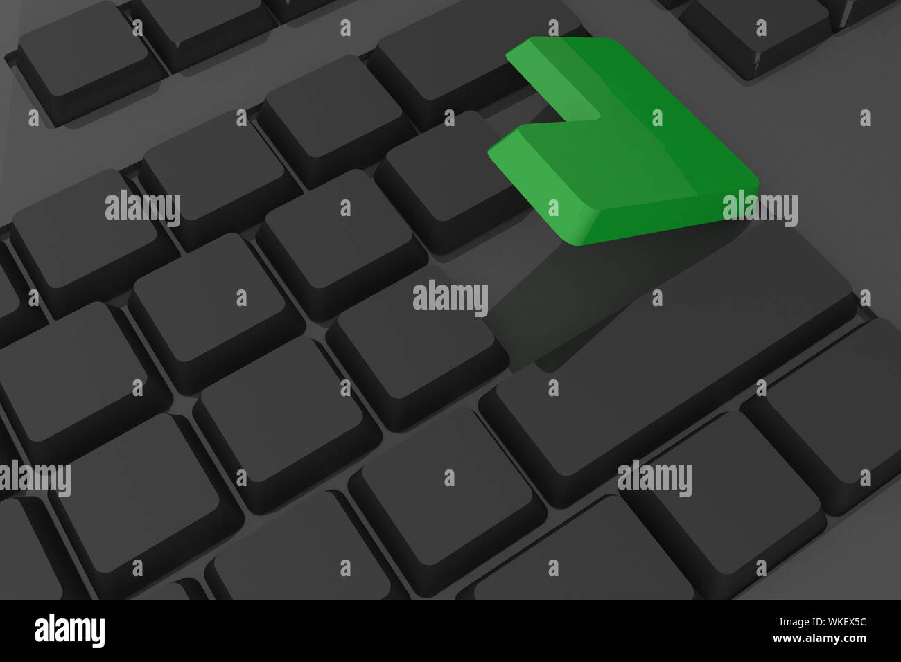 Black keyboard with one green key Stock Photo - Alamy