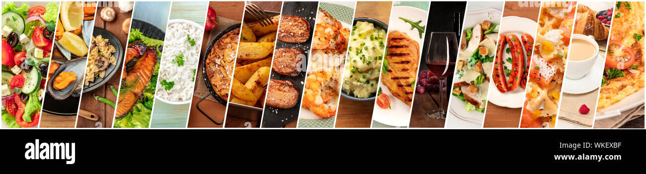 Food Collage. A design template with many tasty dishes Stock Photo - Alamy